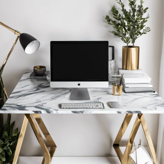 Affordable: Amazon's Faux-Marble Desk - Style & Practicality